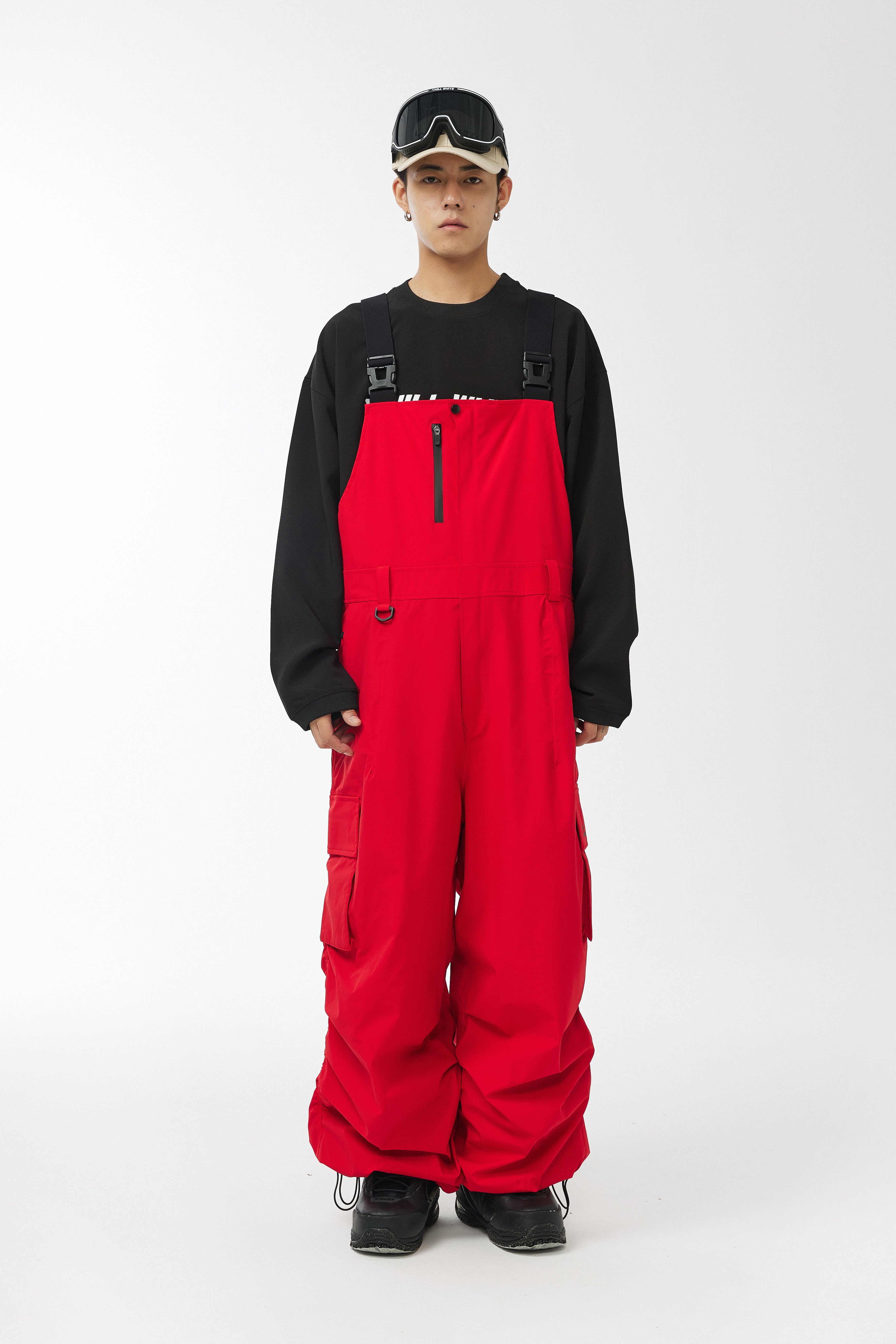 CHILLWHITE Oversize Snow Bib Pants - Scarlet Red