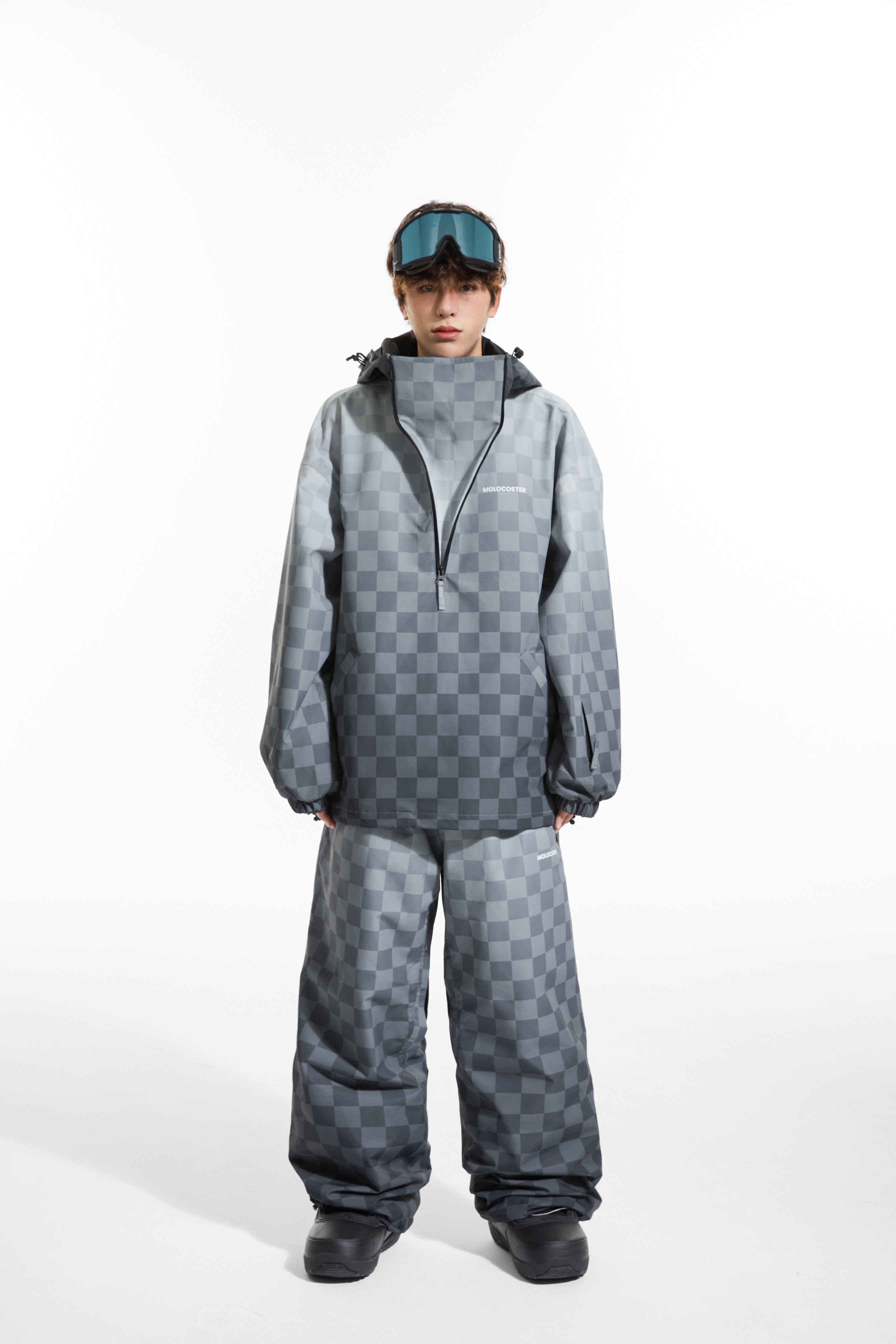 MOLOCOSTER Gradient Checkerboard Snow Suit (2 Pieces) - Black